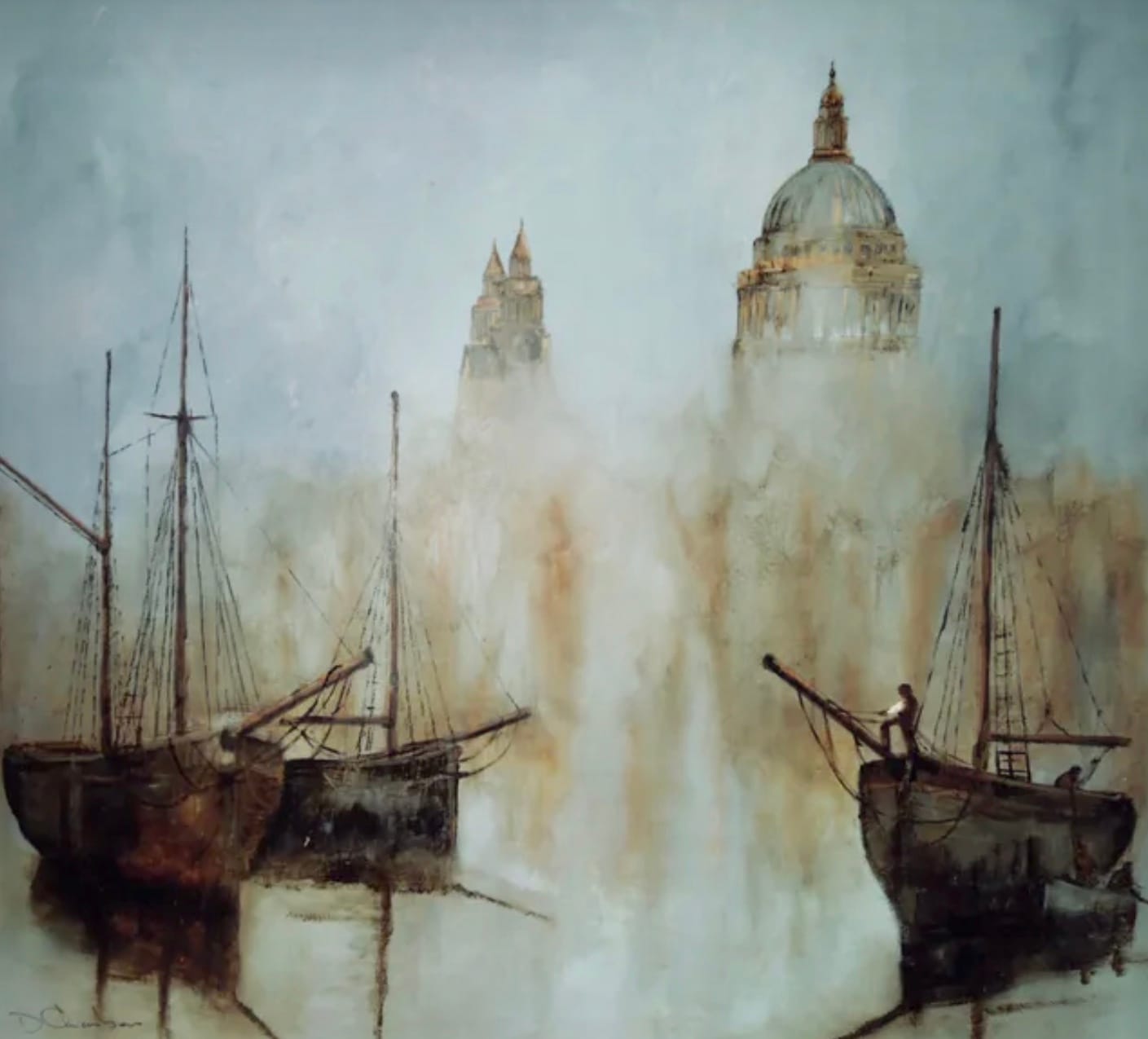 Dawn at St Pauls by David Chambers Marine Artist • Art Gallery SW